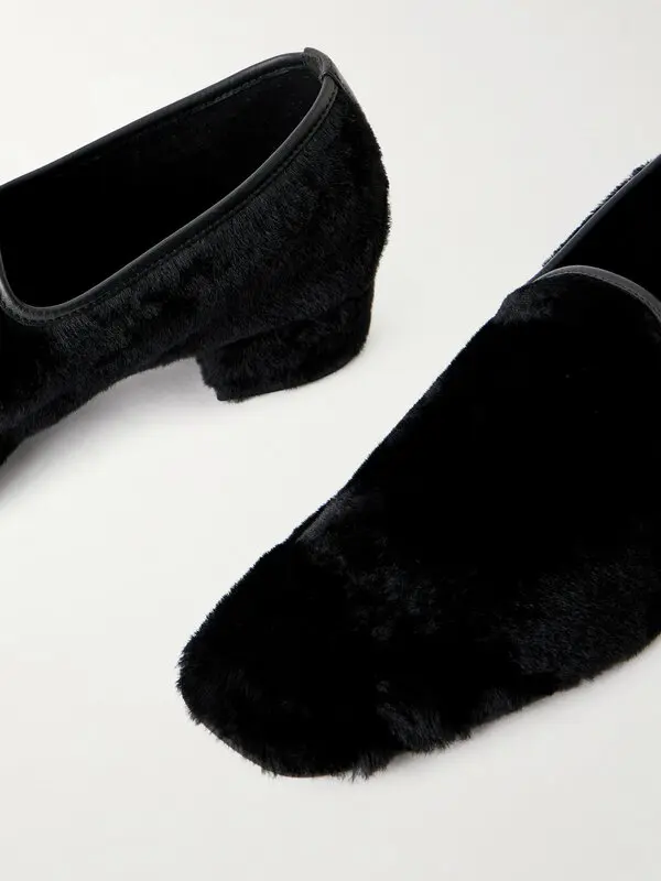 HERBERT LEVINE Shearling Square-toe Loafers