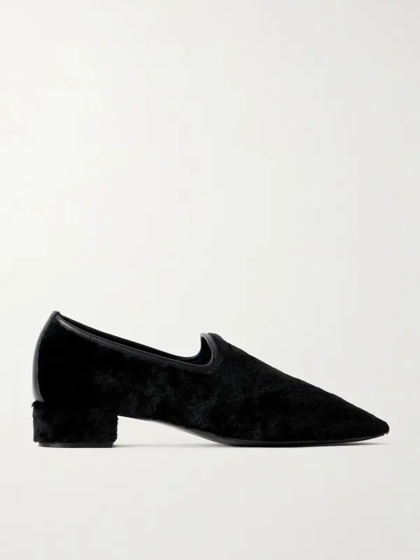 HERBERT LEVINE Shearling Square-toe Loafers - Black