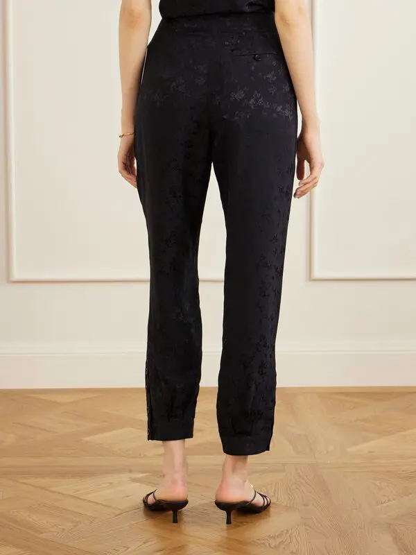 Maison Mayle Gaucha Floral-jacquard Silk Tapered Pants