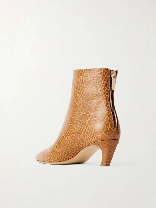 Gabriela Hearst Clayton Croc-effect Leather Ankle Boots - Camel