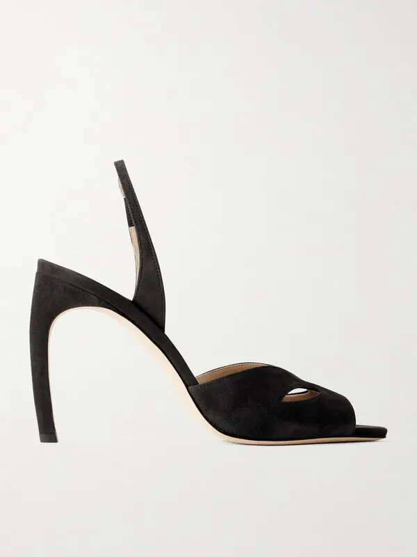 Victoria Beckham Harlow Mask Suede Slingback Sandals - Gray