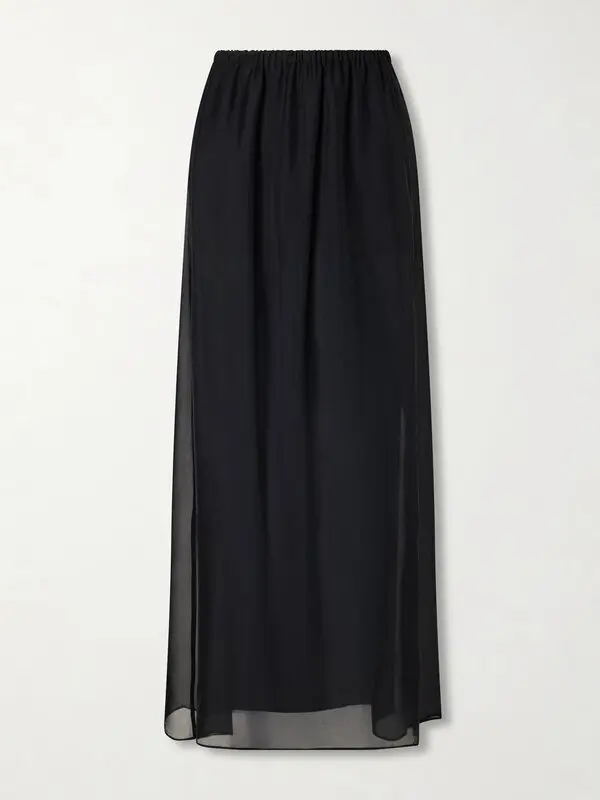 LA LIGNE Freya Layered Silk-chiffon Maxi Skirt - Black