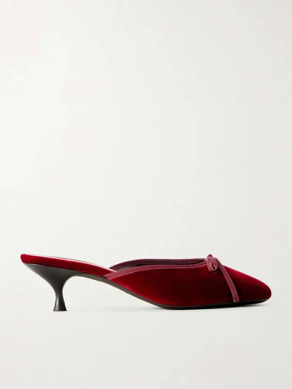 HERBERT LEVINE 24/7 50 Bow-detailed Velvet Pumps - Red