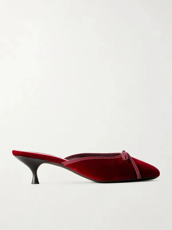 HERBERT LEVINE 24/7 50 Bow-detailed Velvet Pumps