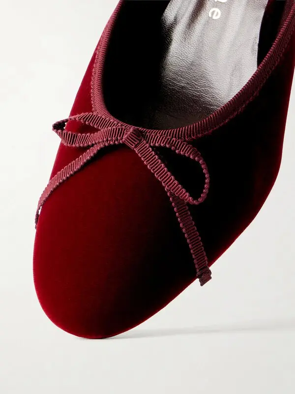 HERBERT LEVINE 24/7 50 Bow-detailed Velvet Pumps