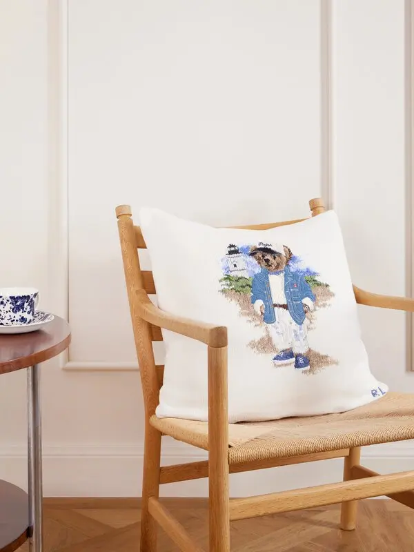Ralph Lauren By The Sea" Polo Bear Embroidered Cotton Cushion