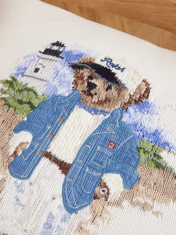 Ralph Lauren By The Sea" Polo Bear Embroidered Cotton Cushion