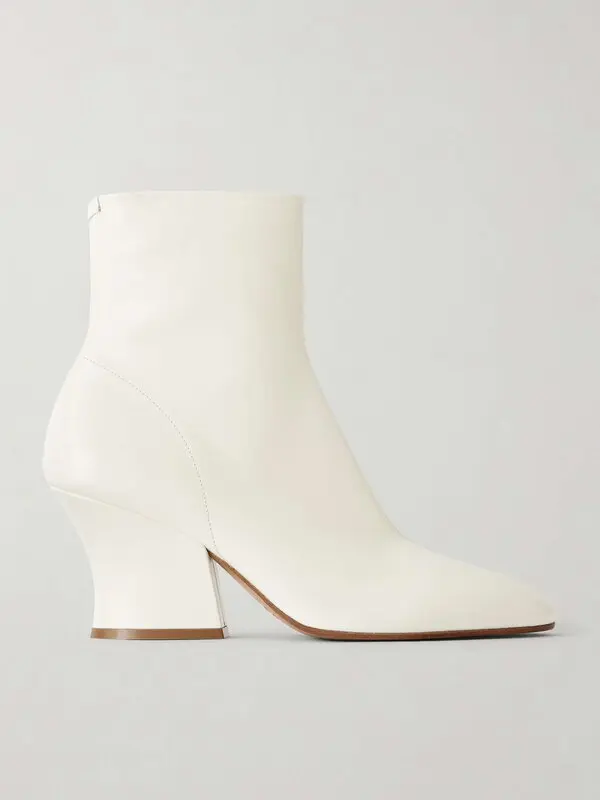 JIL SANDER Lune Leather Ankle Boots - Ivory