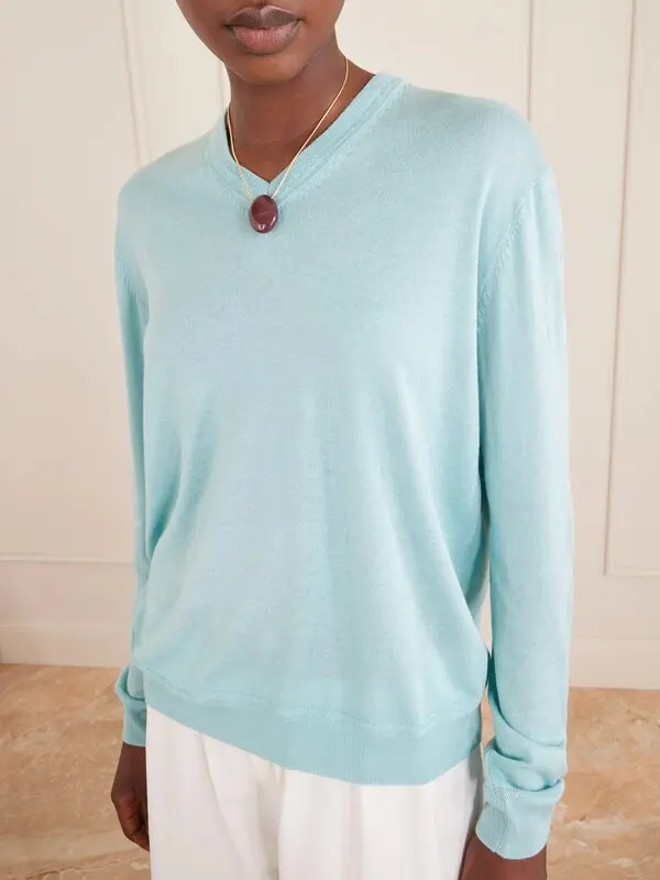 LA LIGNE Ben Silk, Wool, And Cashmere-blend Knit Sweater