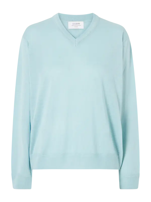 LA LIGNE Ben Silk, Wool, And Cashmere-blend Knit Sweater - Blue