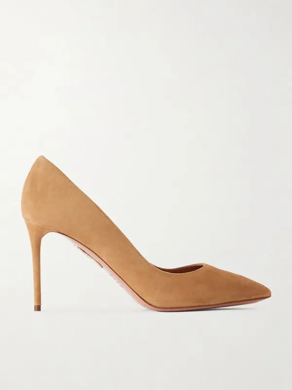AQUAZZURA Purist 85 Suede Pumps - Brown