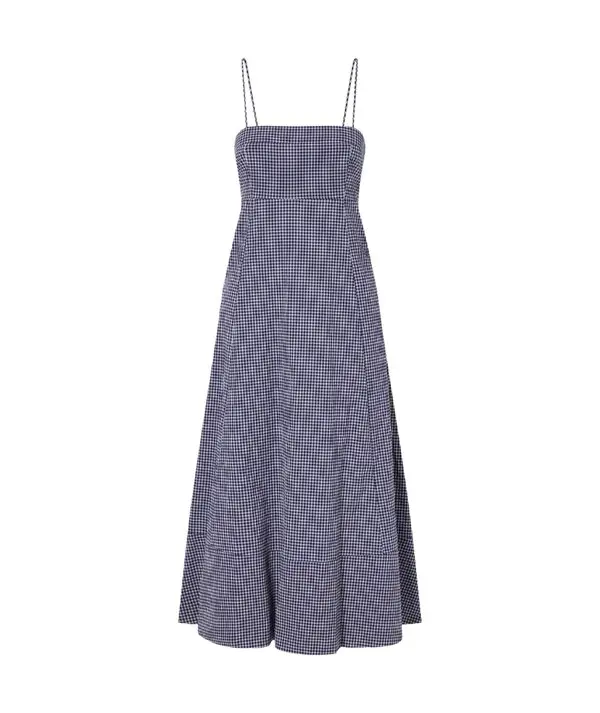 LA LIGNE Gingham Seersucker Midi Dress With Cut-out Detail - Multi