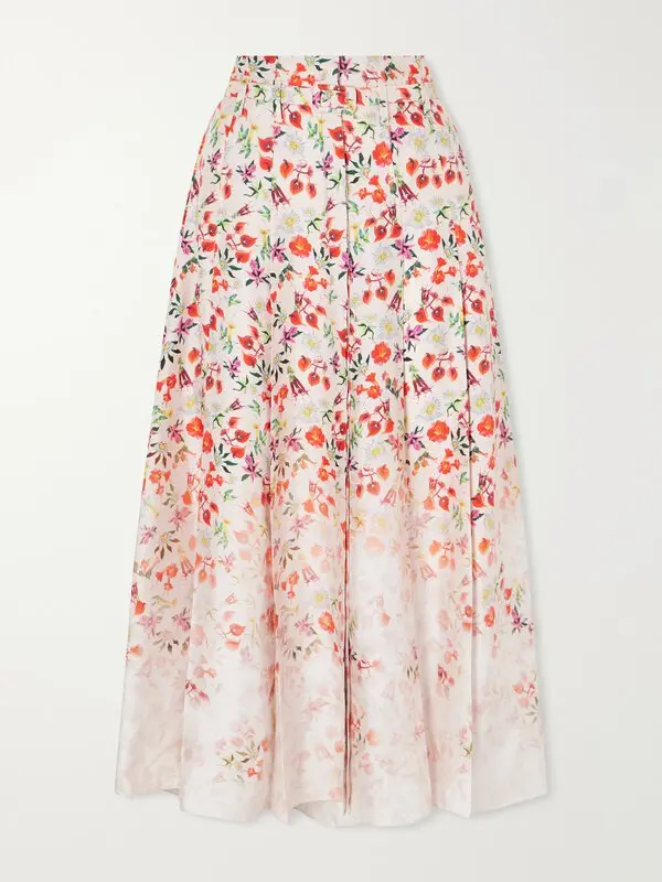 Gabriela Hearst Floral-print Belted Silk Maxi Skirt - White