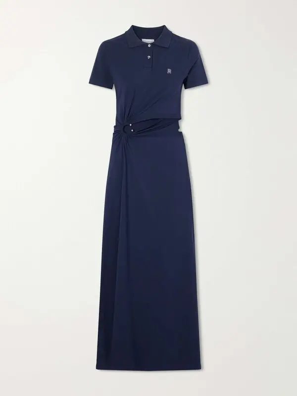 Rabanne Embellished Jersey Midi Dress - Navy