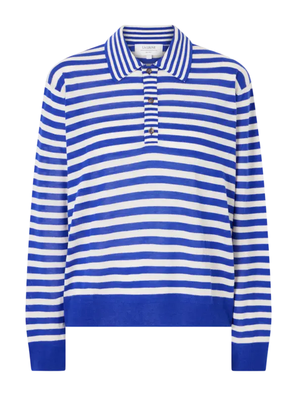 LA LIGNE Ben" Striped Silk, Wool, And Cashmere-blend Polo Sweater - Multi