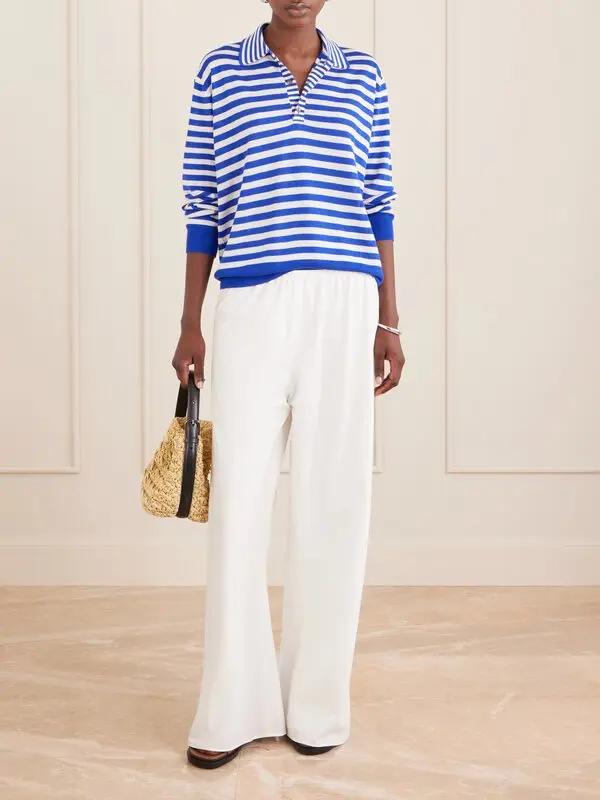 LA LIGNE Ben" Striped Silk, Wool, And Cashmere-blend Polo Sweater - Multi