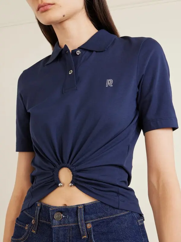 Rabanne Embellished Cotton-blend Polo Shirt