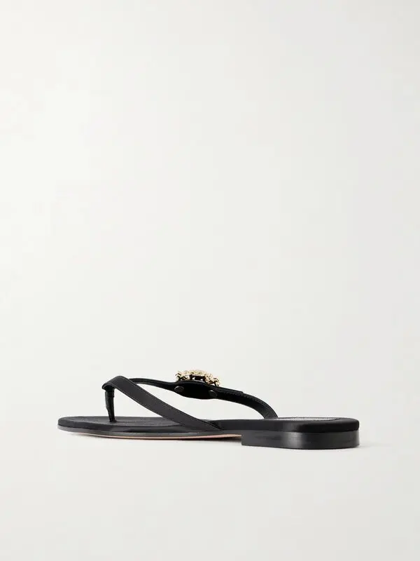 ROGER VIVIER Embellished Satin Thong Sandals