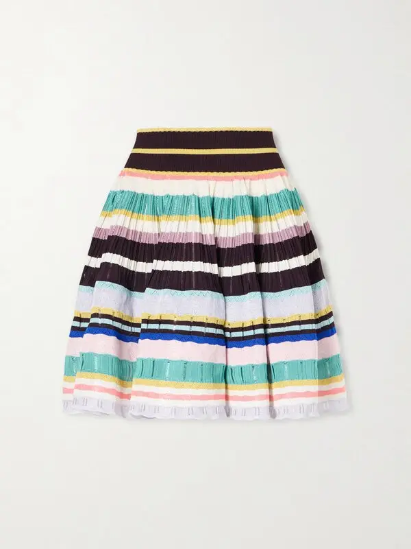 Alaïa Striped Knitted Crinoline Mini Skirt - Multi