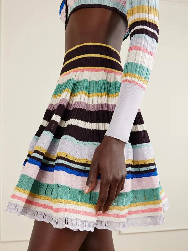 Alaïa Striped Knitted Crinoline Mini Skirt - Multi
