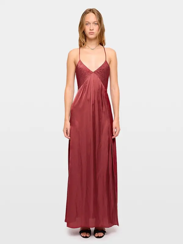 Zadig&Voltaire Rayonne Satin Maxi Dress - Cherry