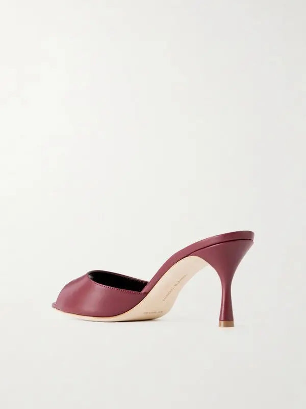 Manolo Blahnik Jada Leather Mules - Burgundy