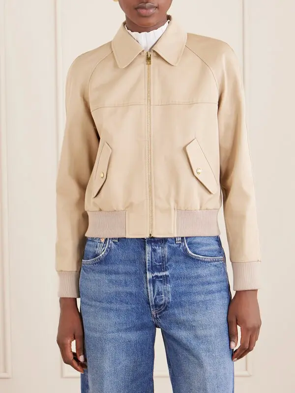 NILI LOTAN Saul Cotton Bomber Jacket - Neutrals