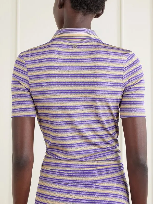 Rabanne Embellished Striped Woven Polo Shirt - Multi