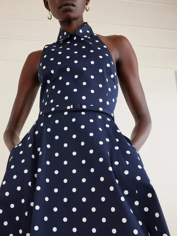 carolina herrera polka dot halter dress Polka Dot Carolina Herrera Dresses Carolina Herrera Black And White Polka  Dot Halter Midi Dress