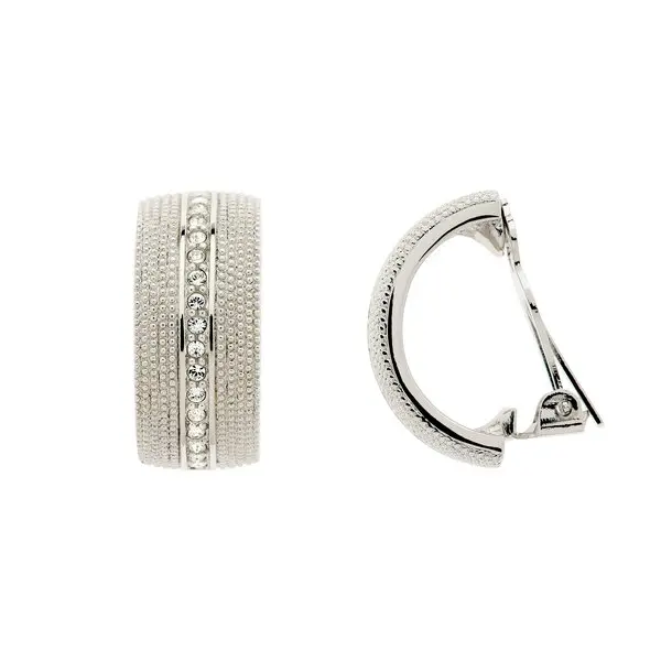 EMMA HOLLAND JEWELLERY Platinum & Crystal Curve Clip Earrings - Silver