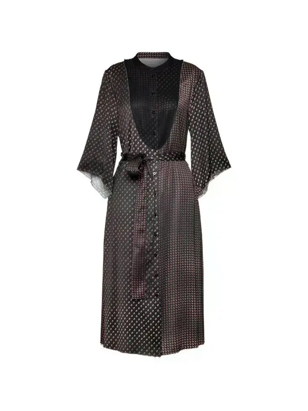 MAISON MARGIELA Belted Patchwork Paisley Midi Dress - Brown