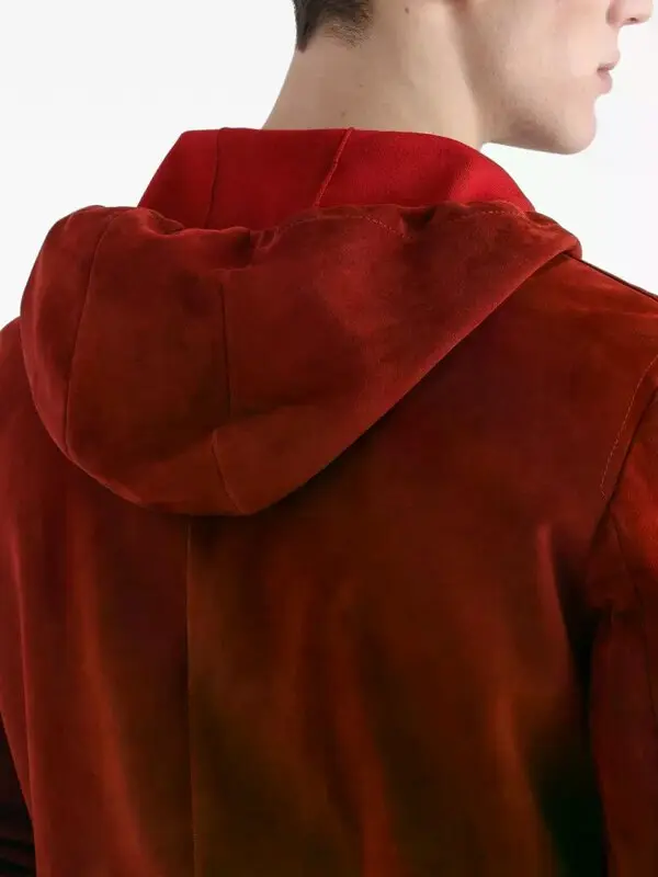 Dolce & Gabbana Suede Hooded Jacket With Knit Details