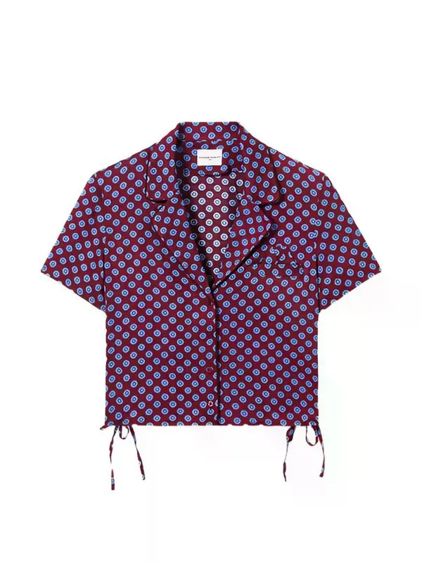 Claudie Pierlot Cropped Geometric Pattern Shirt - Red