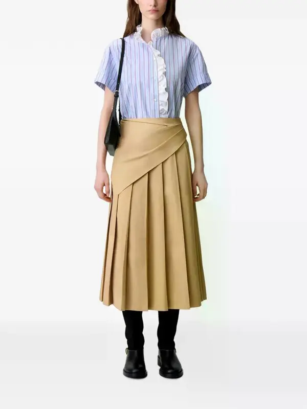 Claudie Pierlot Ruffle-trimmed Striped Shirt