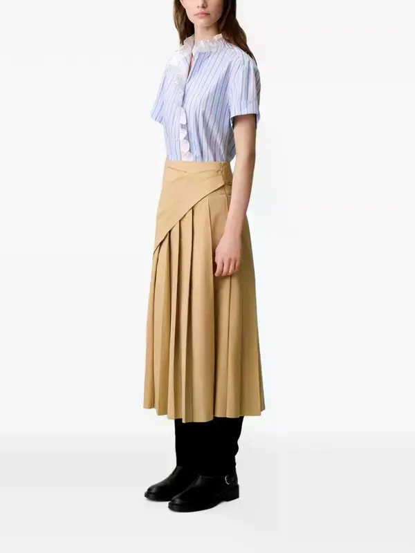 Claudie Pierlot Ruffle-trimmed Striped Shirt