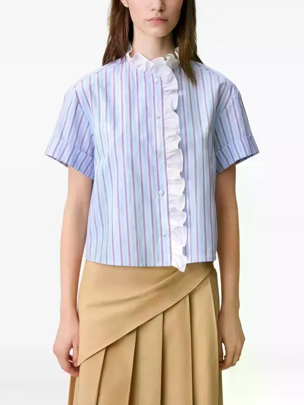 Claudie Pierlot Ruffle-trimmed Striped Shirt