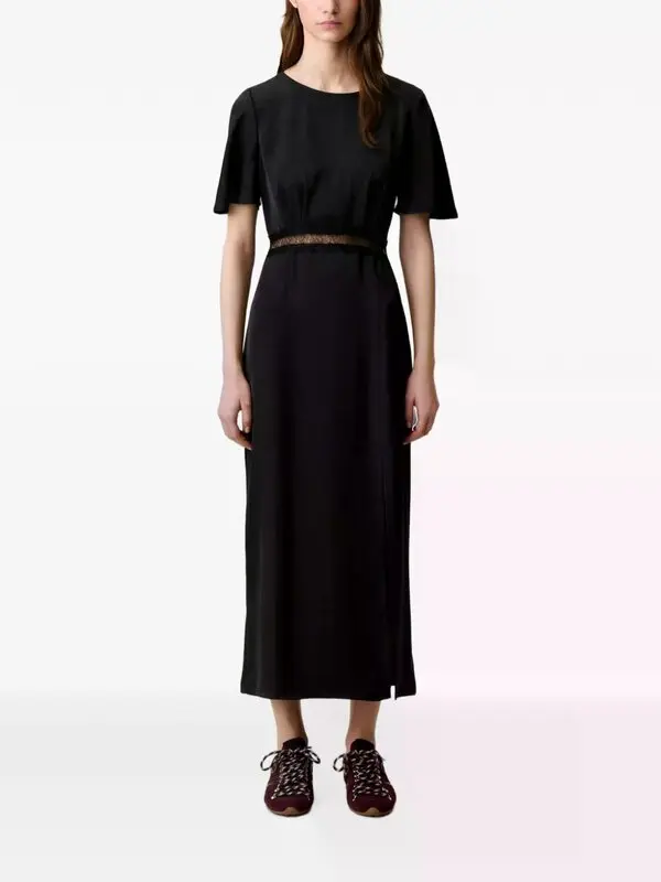 Claudie Pierlot Lace-trim Open-back Maxi Dress - Black