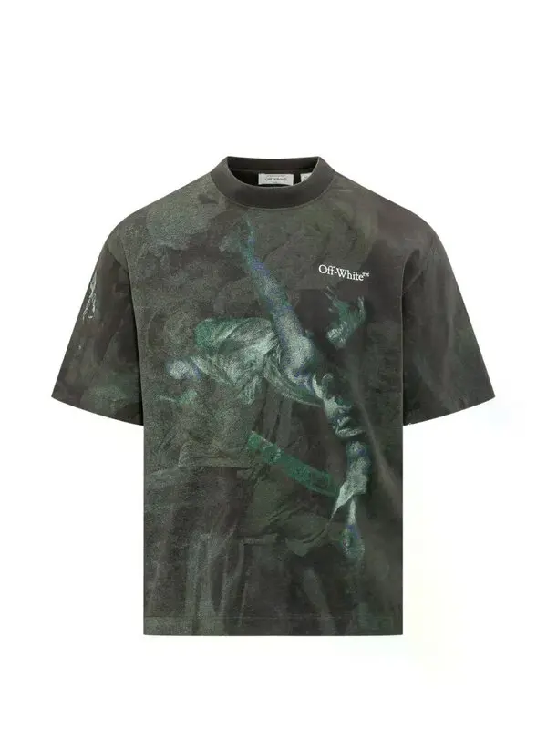 Off-White Caravaggio-print Arrows T-shirt - Green