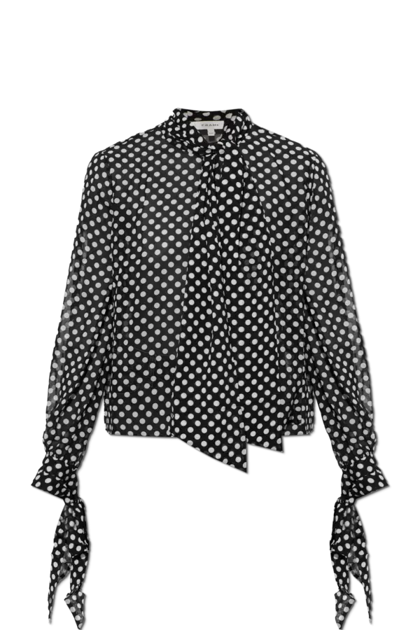 FRAME Silk Top With Decorative Tie At The Neckline - Black
