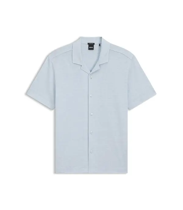 BOSS Regular-fit Shirt In Cotton And Linen - Light Blue