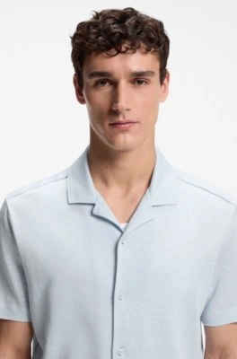 BOSS Regular-fit Shirt In Cotton And Linen - Light Blue