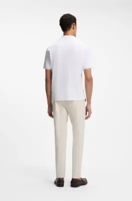 BOSS Johnny-collar Polo Shirt In Cotton And Linen - White