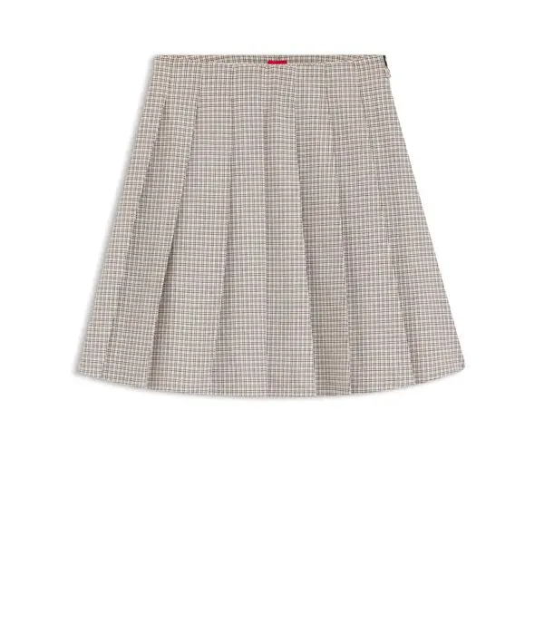 Hugo Pleated Mini Skirt With Micro Check