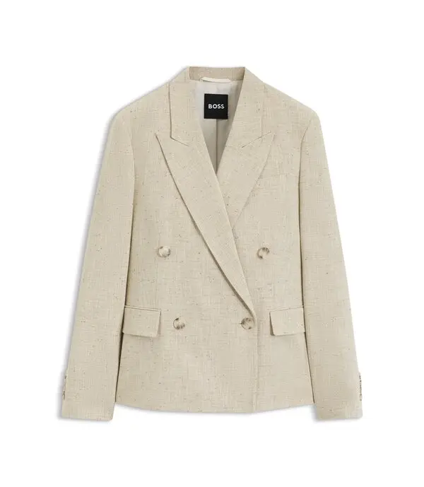 BOSS Regular-fit Blazer In Textured Slub Fabric - Patterned