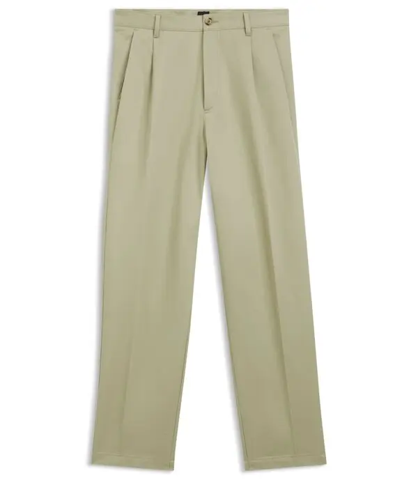 BOSS Relaxed-fit Pants In Cotton Twill - Khaki