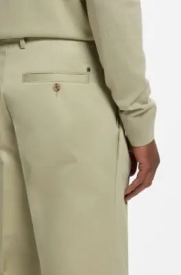 BOSS Relaxed-fit Cotton Twill Pants With Twin Front Pleats