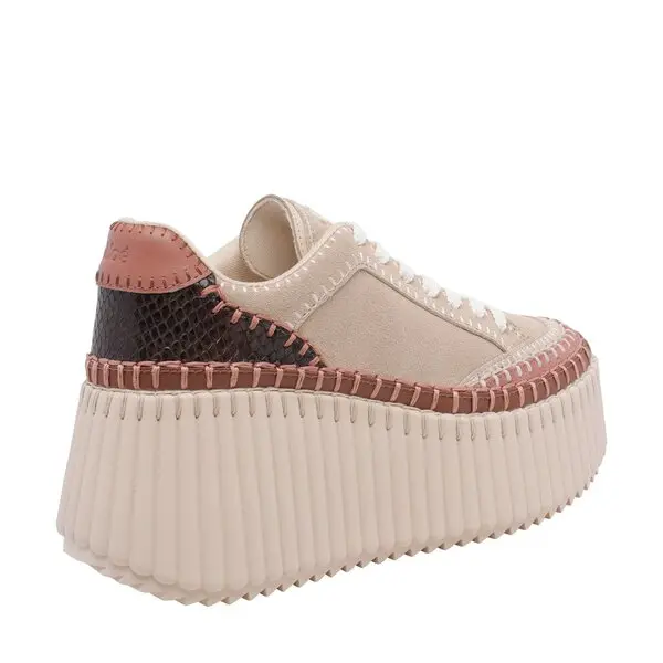Chloé Nama Wedge Platform Sneakers - Cream