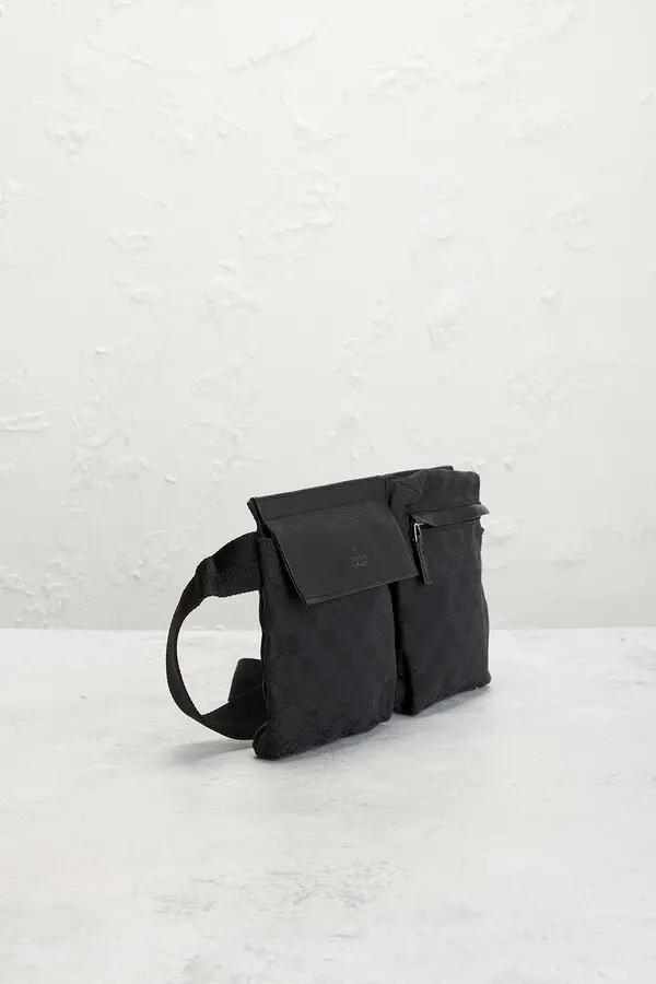 FWRD RENEW Gucci Gg Canvas Double Pocket Belt Bag