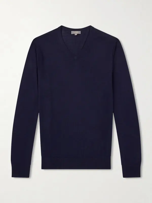 N.peal Conduit Cashmere And Silk-blend V-neck Sweater - Blue