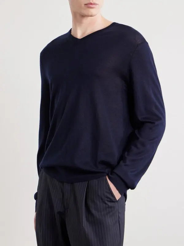 N.peal Conduit Cashmere And Silk-blend V-neck Sweater